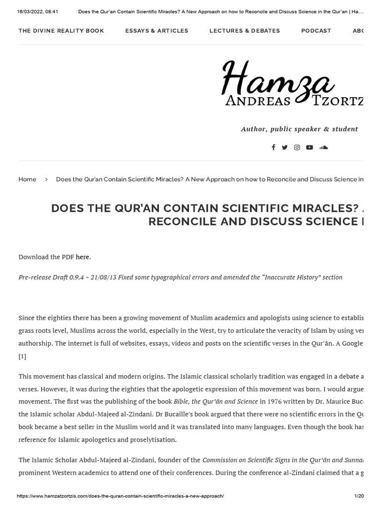 Does The Quran Contain Scientific Miracle - Hamz | PDF | Empiricism | Quran