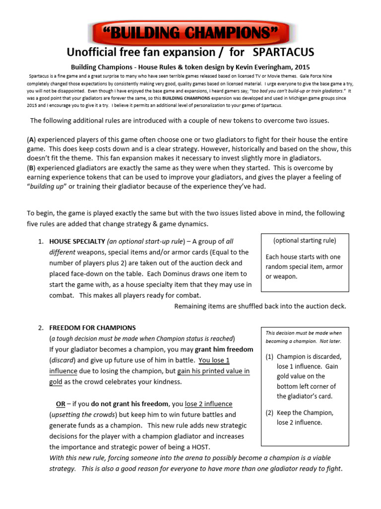 SPARTACUS_house_rules | PDF | Gladiator