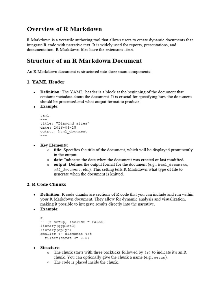 Overview of R Markdown | PDF | Computing | Software Engineering Overview of R Markdown | PDF | Computing | Software Engineering