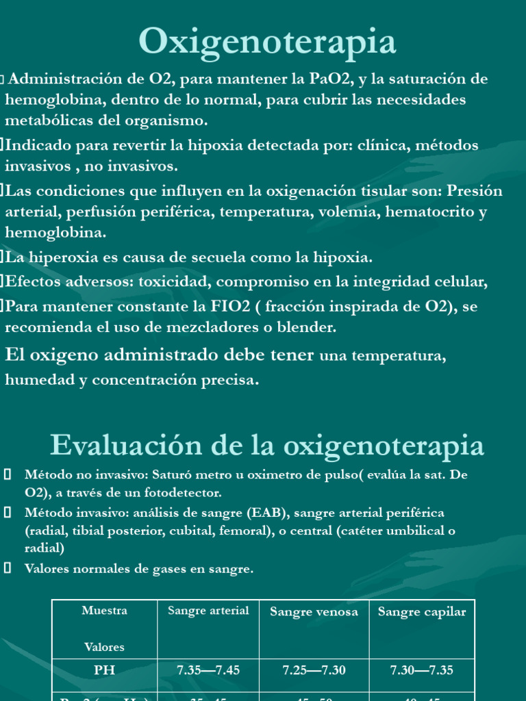 oxigenoterapia.ppt | PDF | Especialidades Medicas | Medicina CLINICA