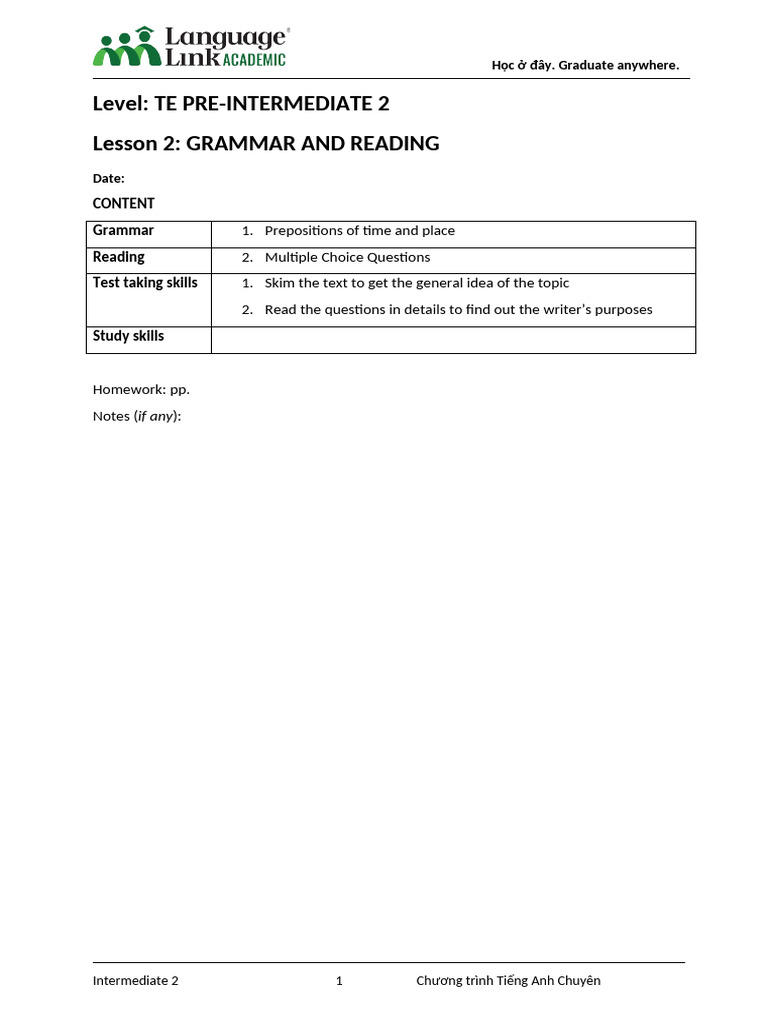 Prepositions & Reading Skills Guide | PDF | Syntax | Grammar