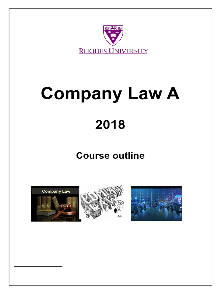 Company Law Course Outline 2018 | PDF | Corporations | Corporate Law
