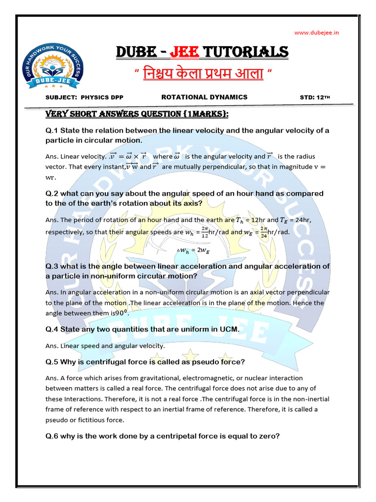 ROTATIONAL DYNAMICS | PDF | Rotation Around A Fixed Axis | Acceleration