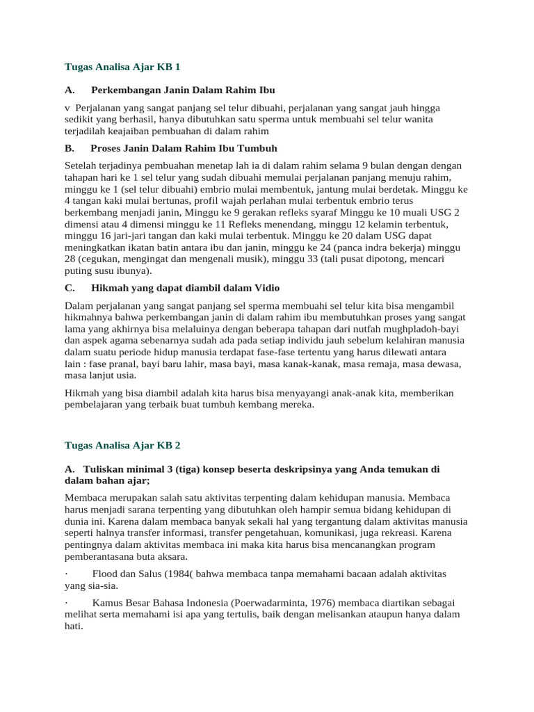Tugas Analisa Ajar KB 1-4 | PDF | Sains & Matematika