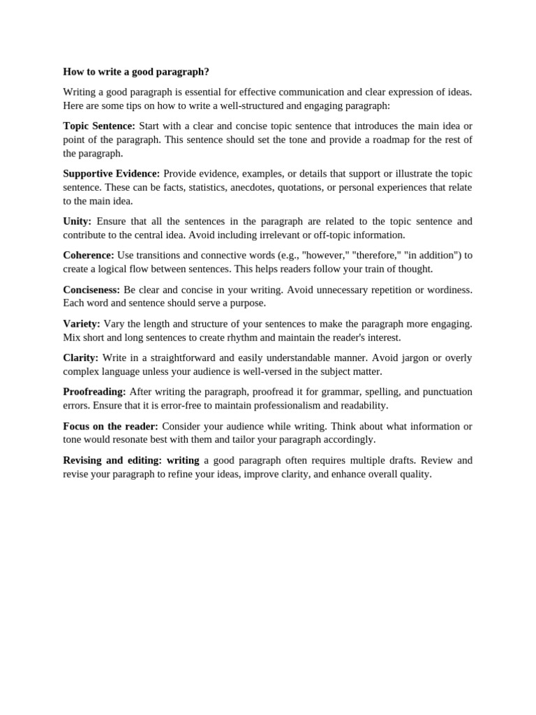 How To Write A Good Paragraph | PDF | Career & Growth