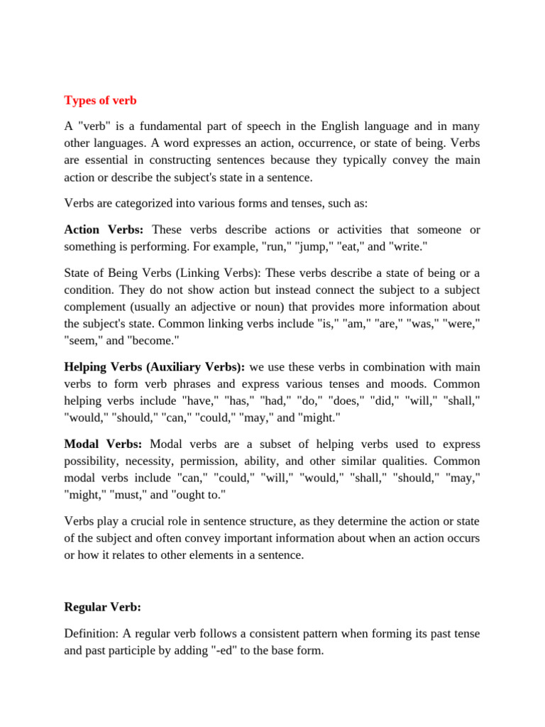 notes verbs | PDF | Verb | Sentence (Linguistics)