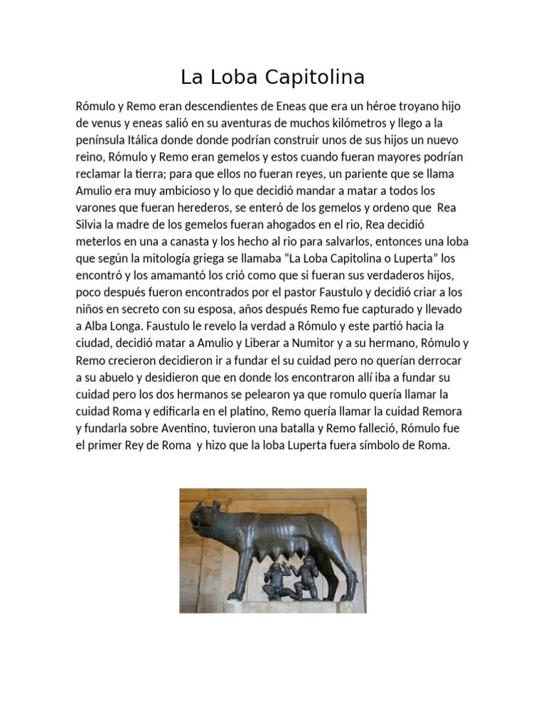 La Loba Capitolina y Rómulo y Remo | PDF | Historia | Clásicos