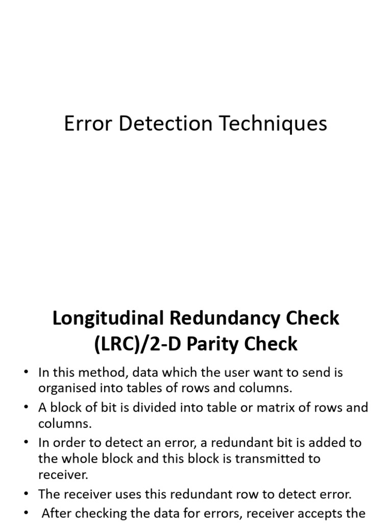 Error Detection Techniques | PDF | Error Detection And Correction ...