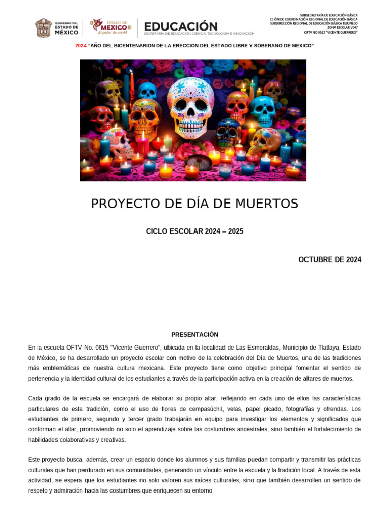 PROYECTO DIA DE MUERTOS | PDF | Tradiciones | México