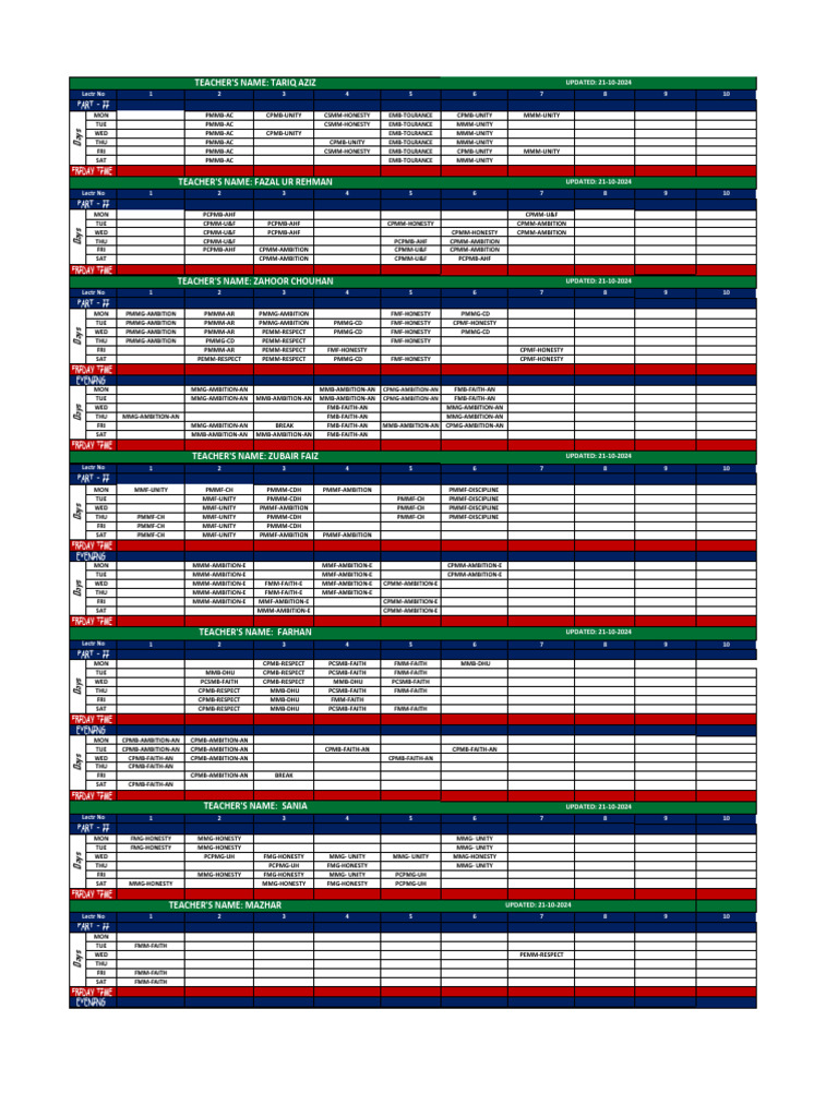 Weekly Class Schedule | PDF