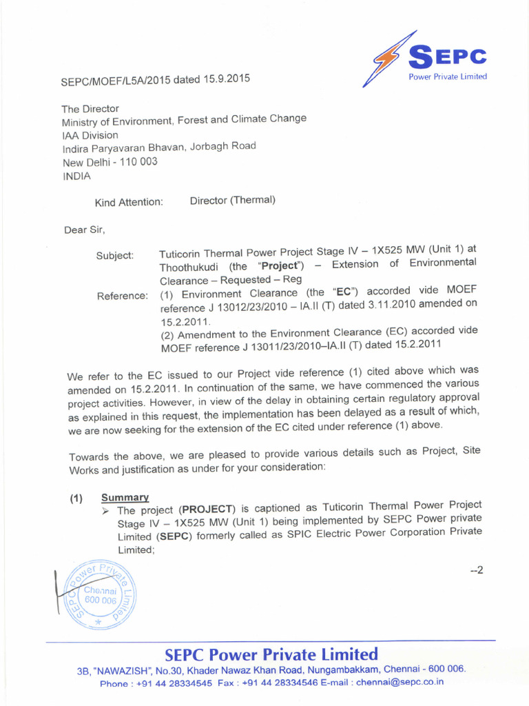 0 0 15092015ztqcfletter To Moef 15092015 | PDF