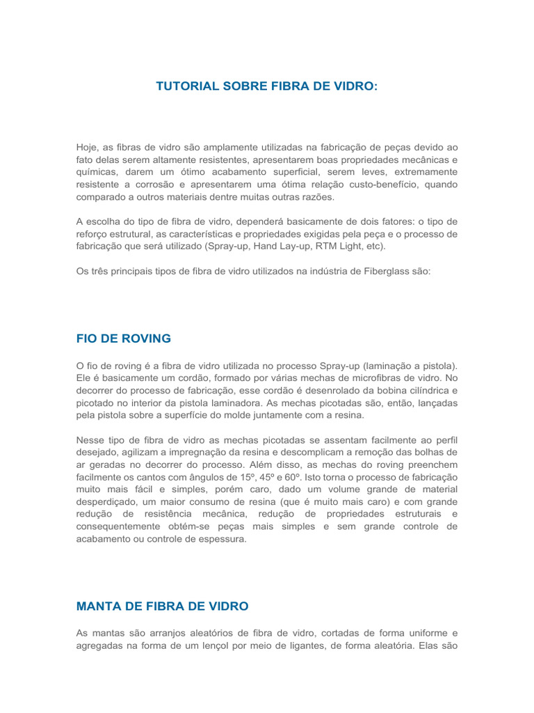 Tutorial Sobre Fibra de Vidro | PDF | Têxteis | Fio