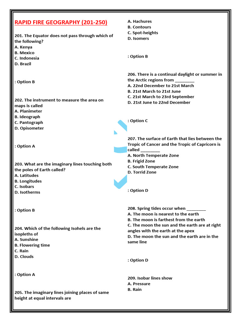 Geography (201-250) Students | PDF | Moon | Earth