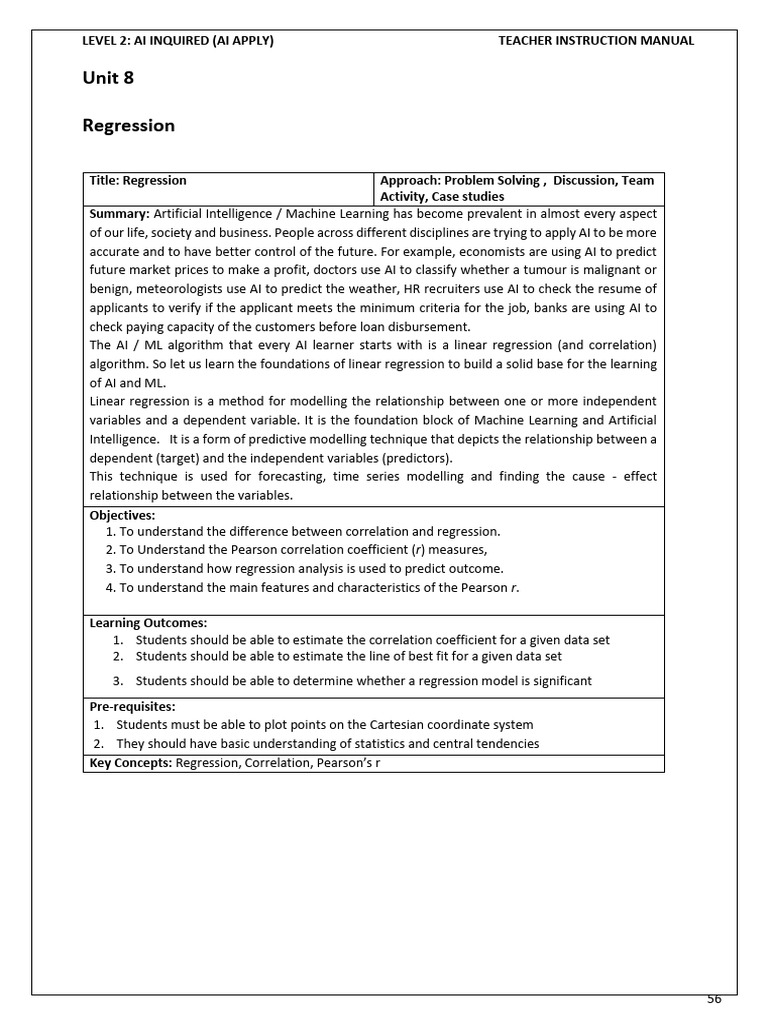 Unit 8 Regression | PDF | Regression Analysis | Linear Regression