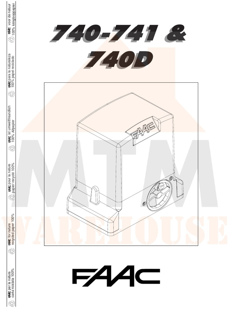 FAAC 740/741 Gearmotor Installation Guide | PDF | Electric Motor | Switch