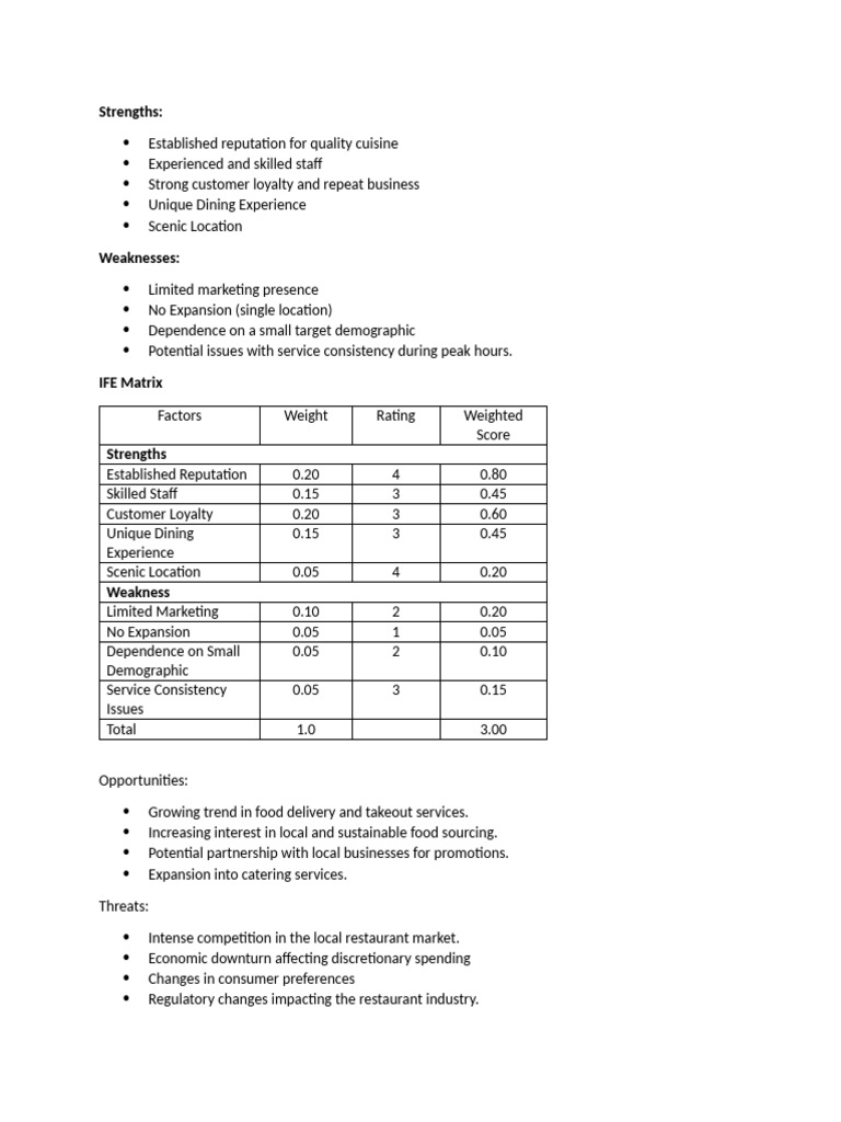 IFE and EFE Matrix | PDF | Business