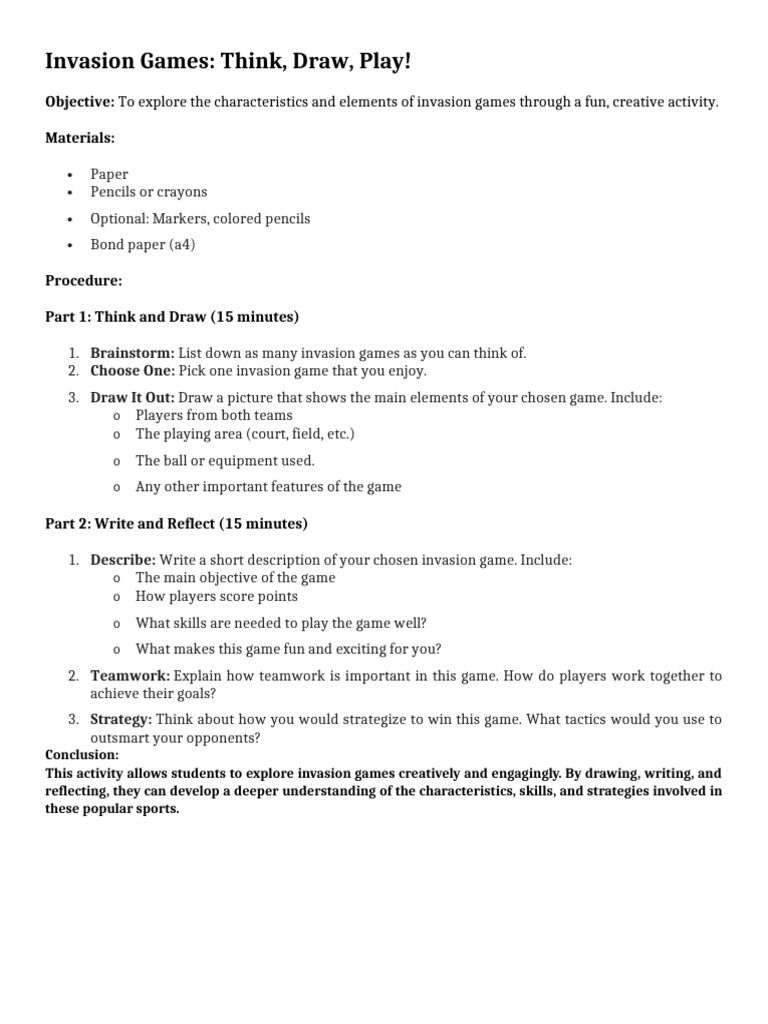 Invasion Games Activity | PDF