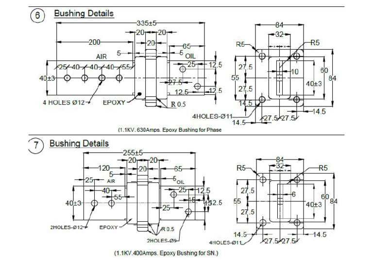 1.1kv 630A & 400A Bushings | PDF