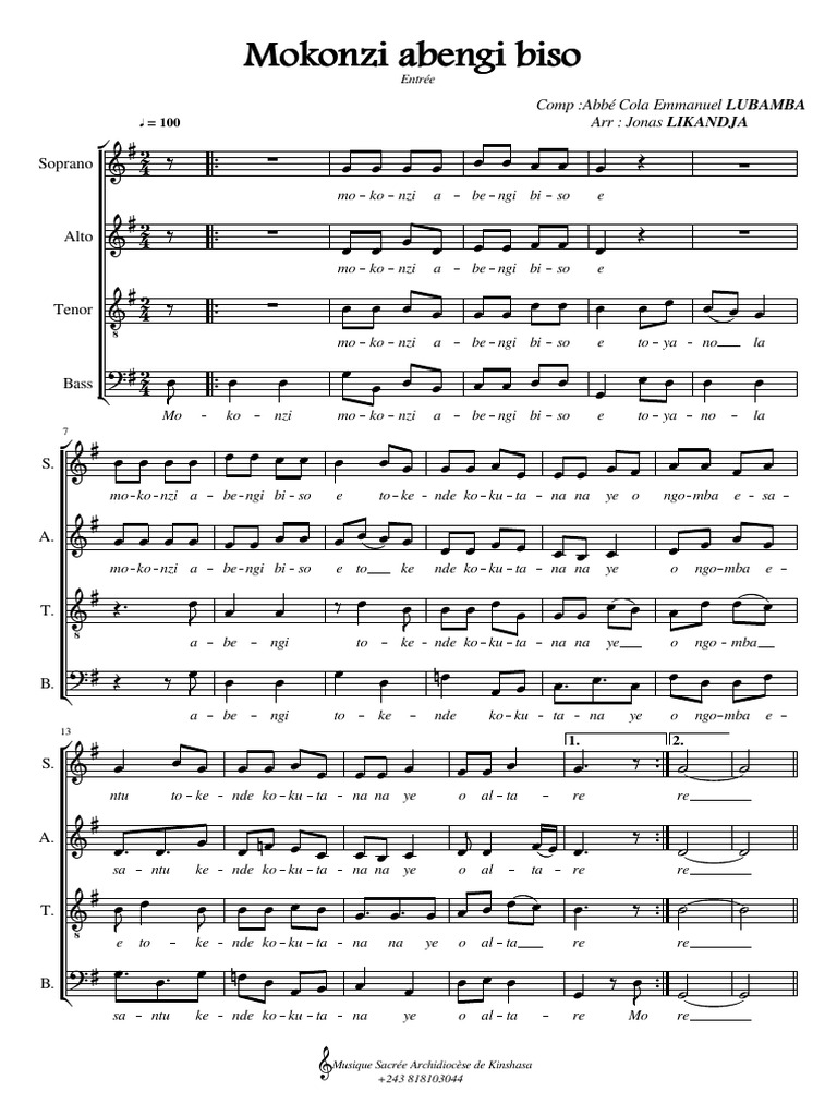 Mokonzi Abengi Biso Abbé Emmanuel Cola Lubamba | PDF