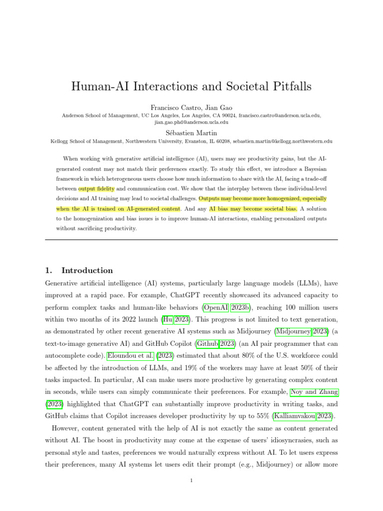 Human-AI Interactions and Societal Pitfalls | PDF | Artificial ...