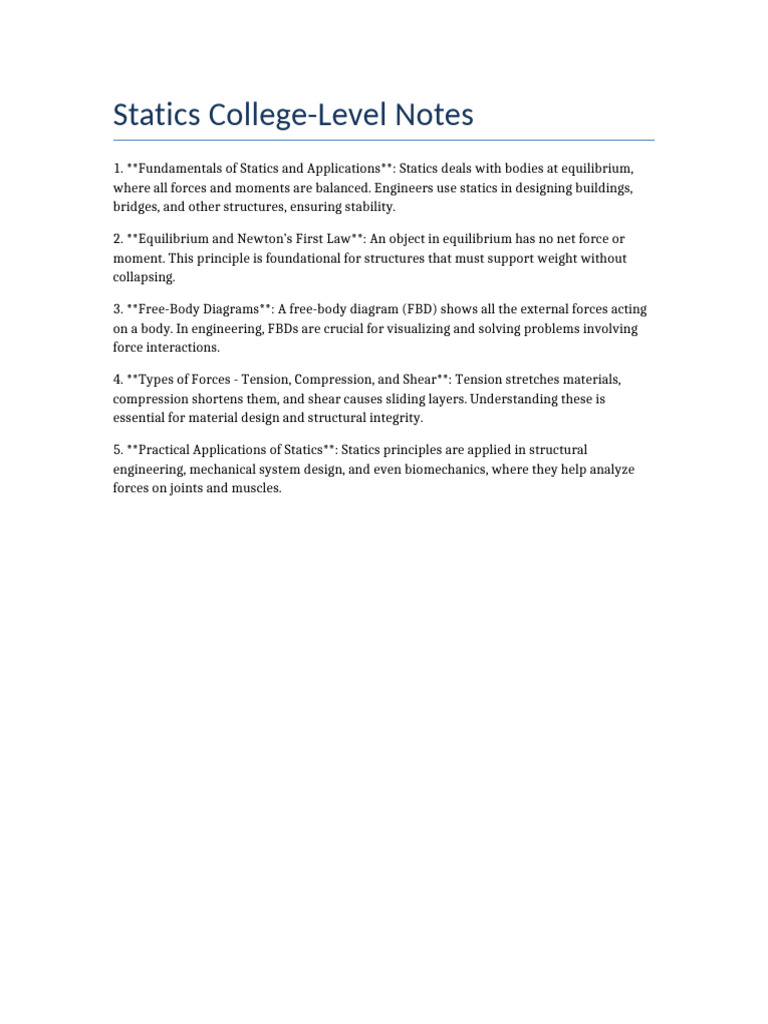 Statics_College_Level_Notes | PDF