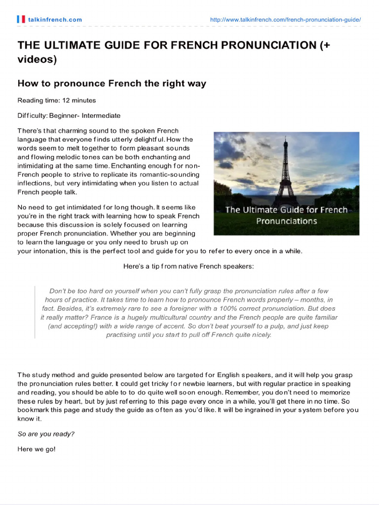 French Pronounciation | PDF