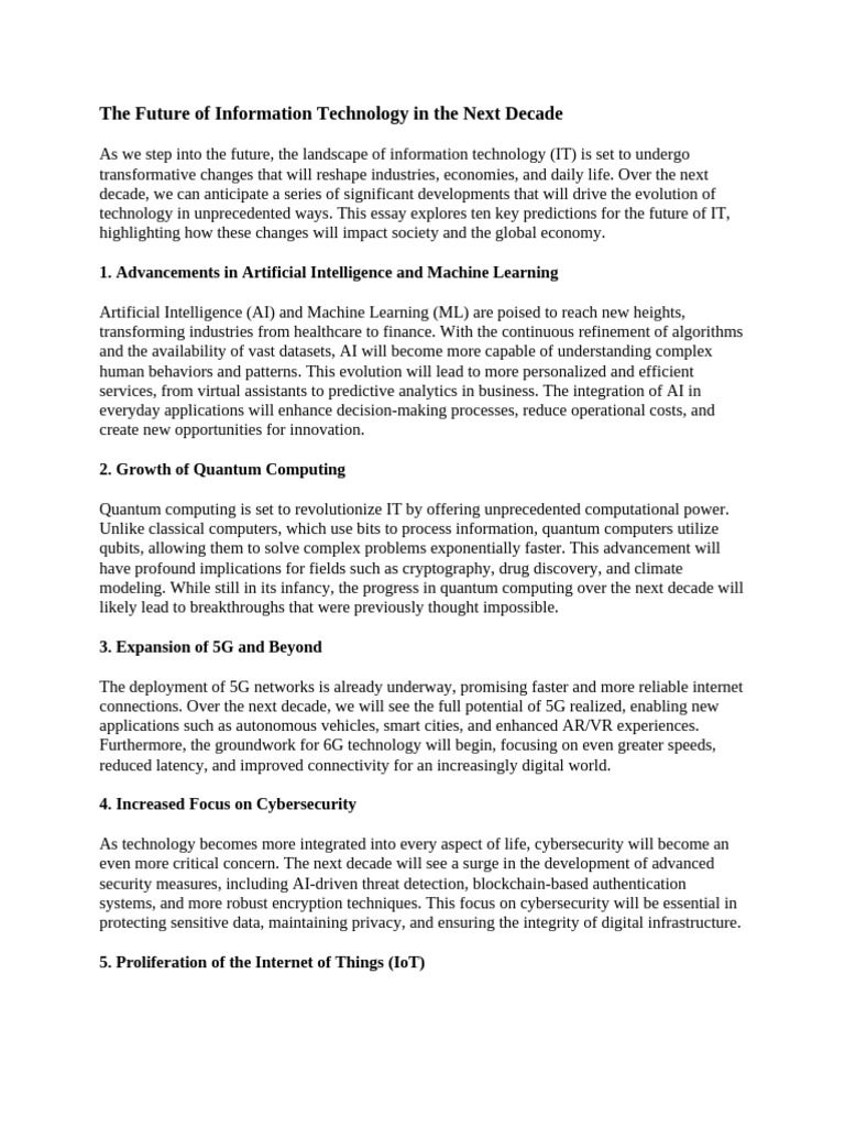 The Future of Information Technology in The Next Decade | PDF ...