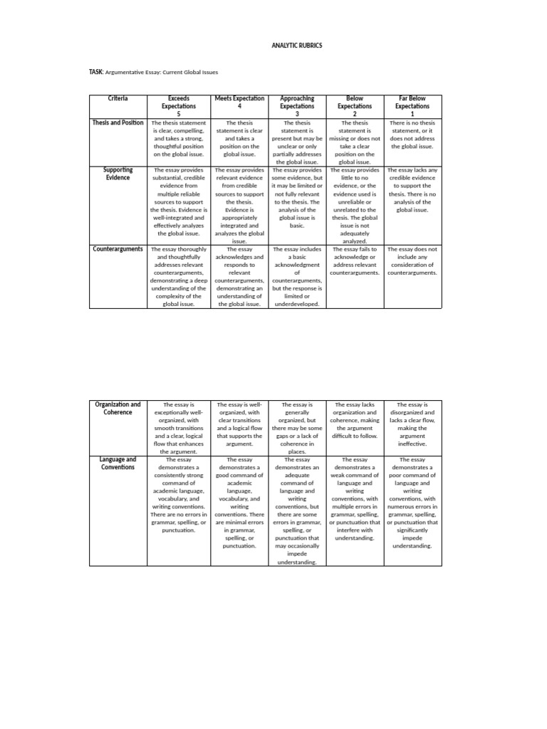 ANALYTIC RUBRICS (AutoRecovered) | PDF | Essays | Infographics