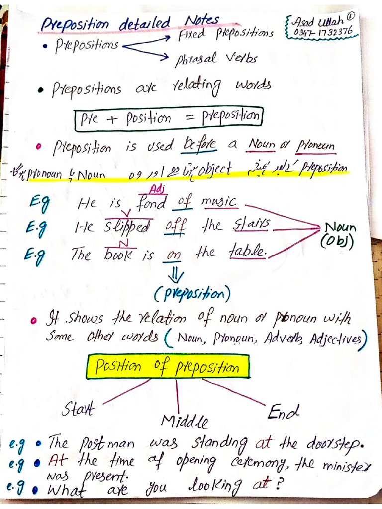 Preposition Best Notes | PDF