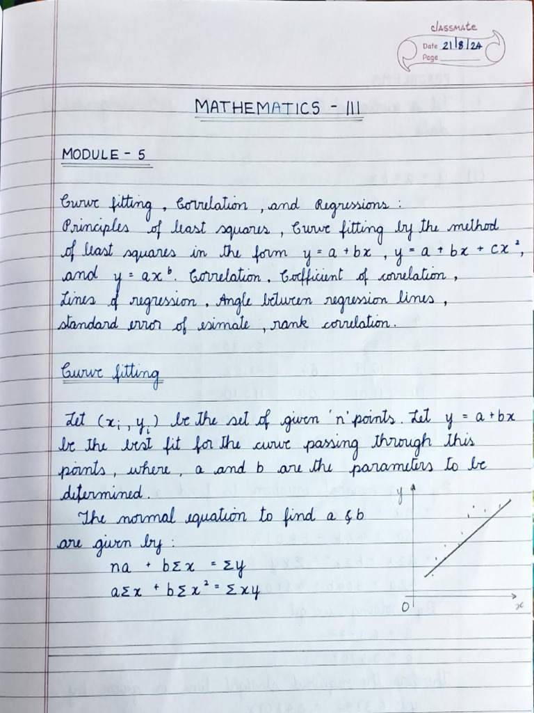 Module - 5 Curve Fitting, Correlation and Regression | PDF