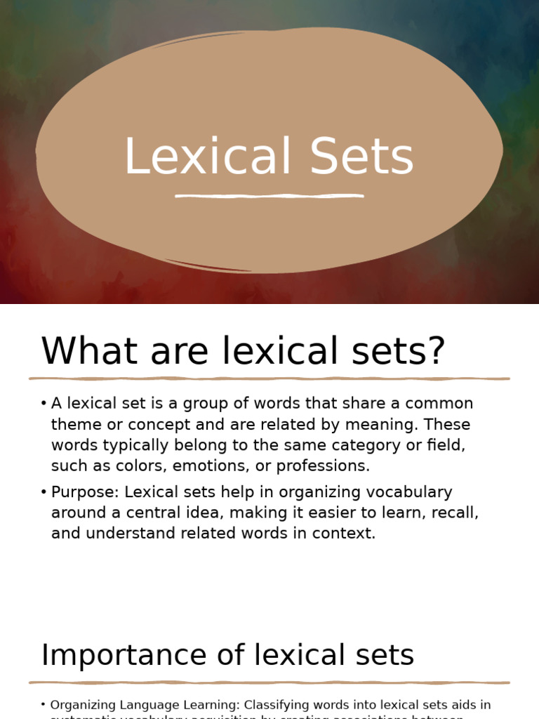 Lexical sets | PDF | Word | Lexical Semantics