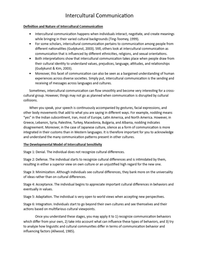 Definition and Nature of Intercultural Communication | PDF ...