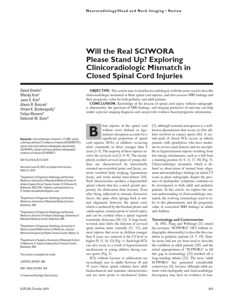 Dreizin Et Al 2015 Will The Real Sciwora Please Stand Up Exploring ...