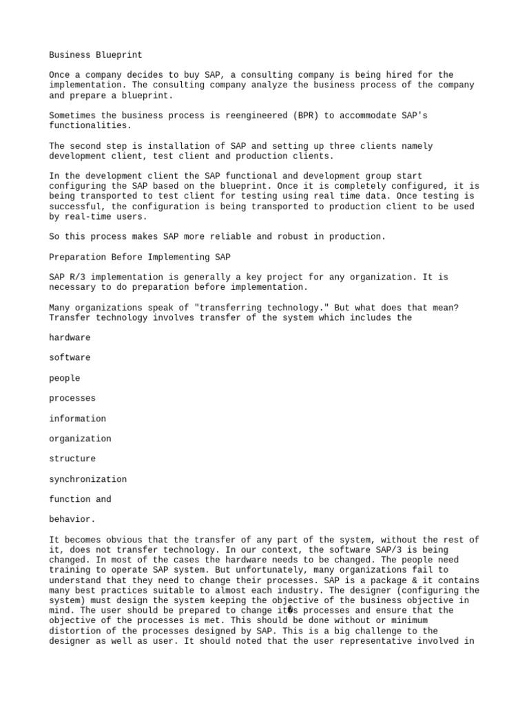 Creating a Business Blueprint for SAP | PDF | Software Development ...