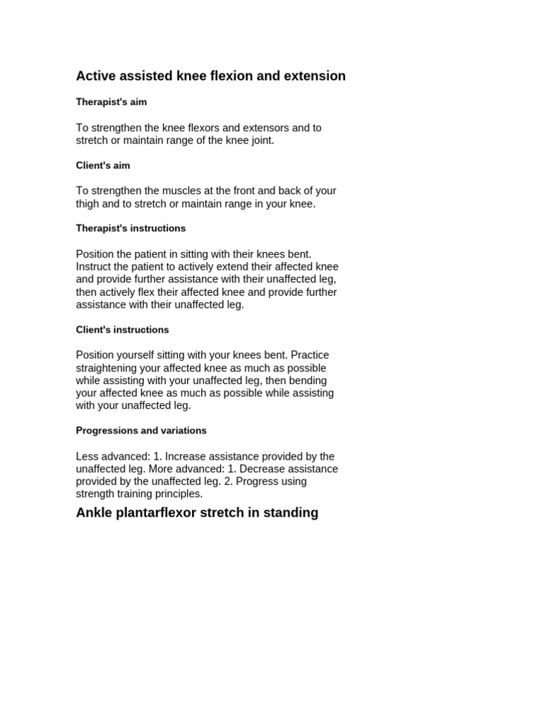 Active Assisted Knee Flexion and Extension | PDF | Anatomical Terms Of ...