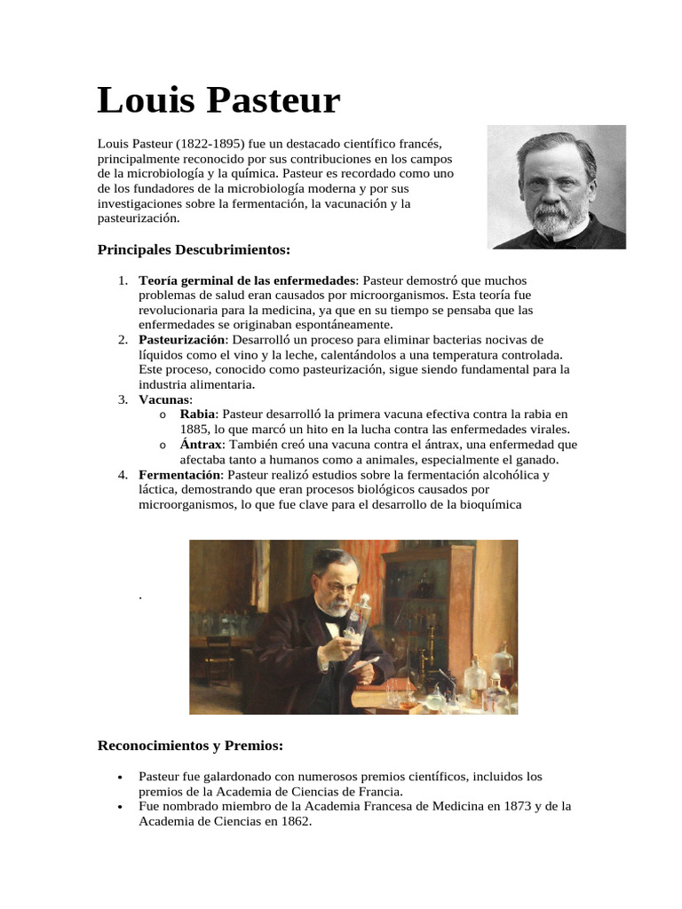 Louis Pasteur | PDF | Luis Pasteur | Microbiología