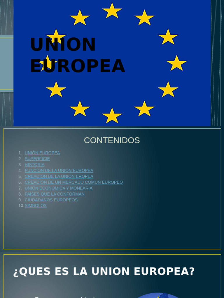 Presentacion Union Europea | PDF | Comunidad Económica Europea | Euro