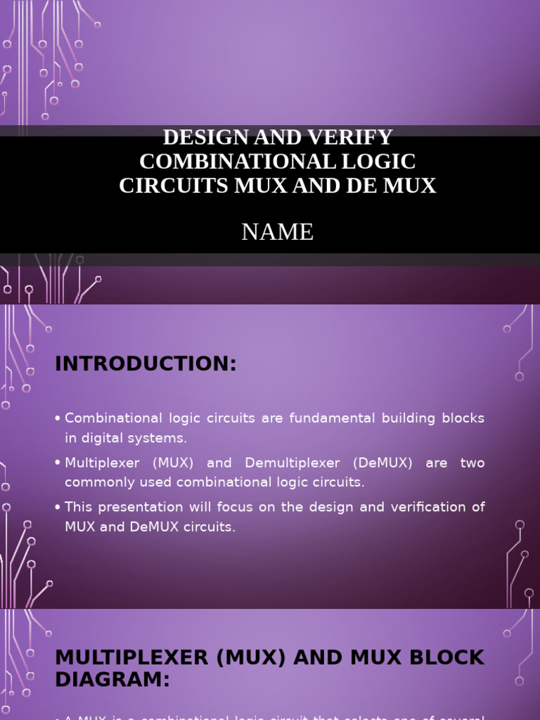 Combinational Logic Circuits MUX and de MUX | PDF