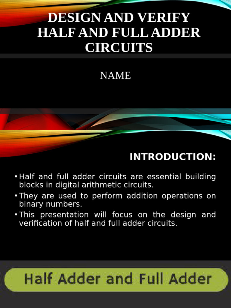 Verify Half and Full Adder Circuits | PDF | Computer Engineering ... Verify Half and Full Adder Circuits | PDF | Computer Engineering ...
