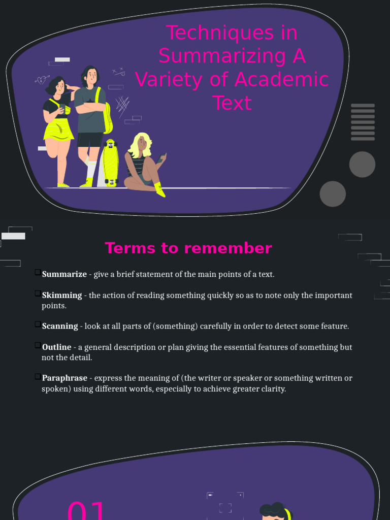 Techniques in Summarizing Academic Texts | PDF | Reading Comprehension | Cognition