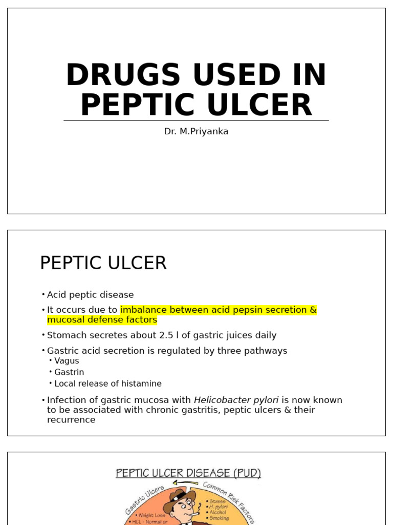 Peptic Ulcer Treatment Drugs Guide | PDF | Drugs | Gastroenterology