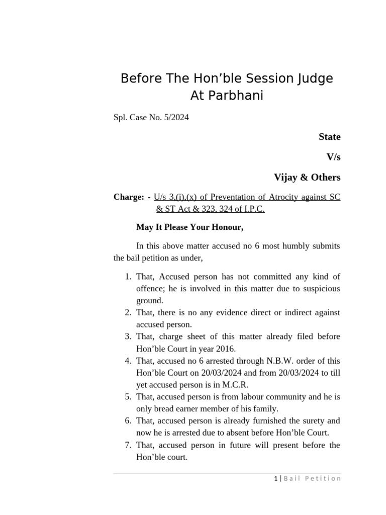 Bail Petition | PDF