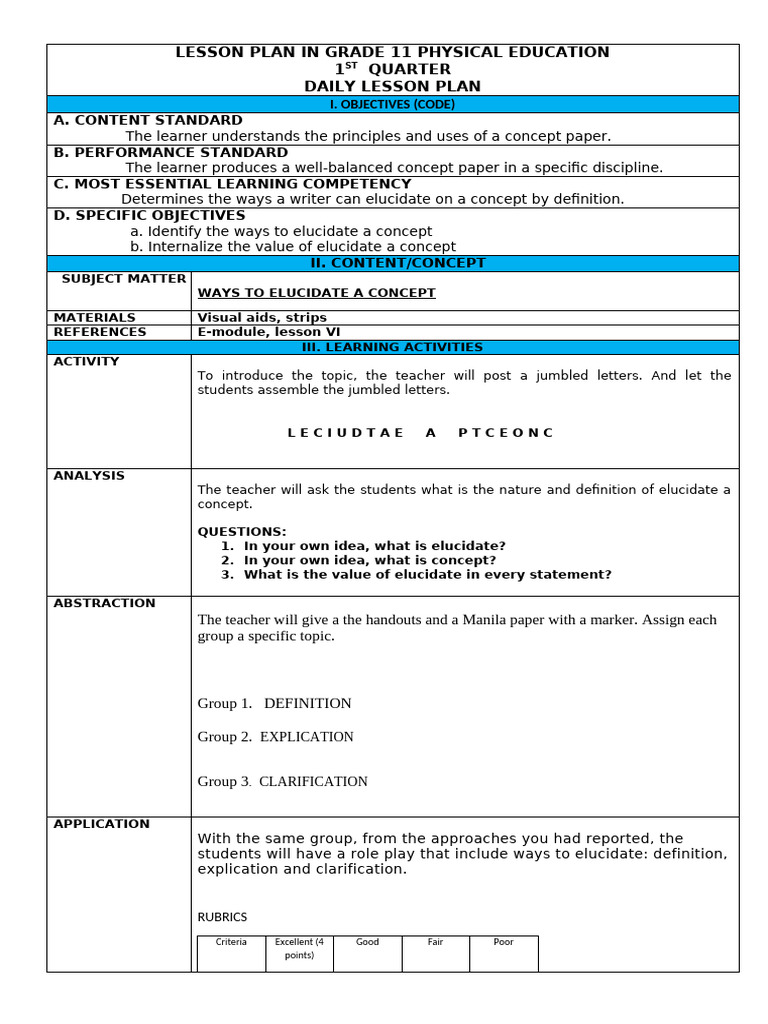 LP Eapp Ways To Elucidate The Concept | PDF | Concept | Lesson Plan