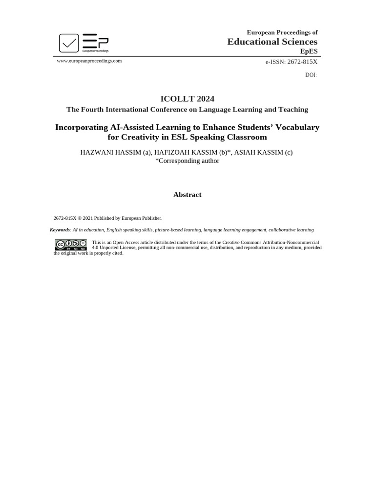 EPES Full paper ICOLLT 2024 | PDF | Learning | Language Education