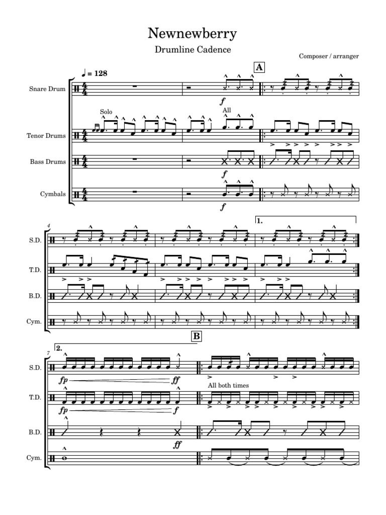 Free Drumline Cadences Collection | PDF | Musical Instruments ...
