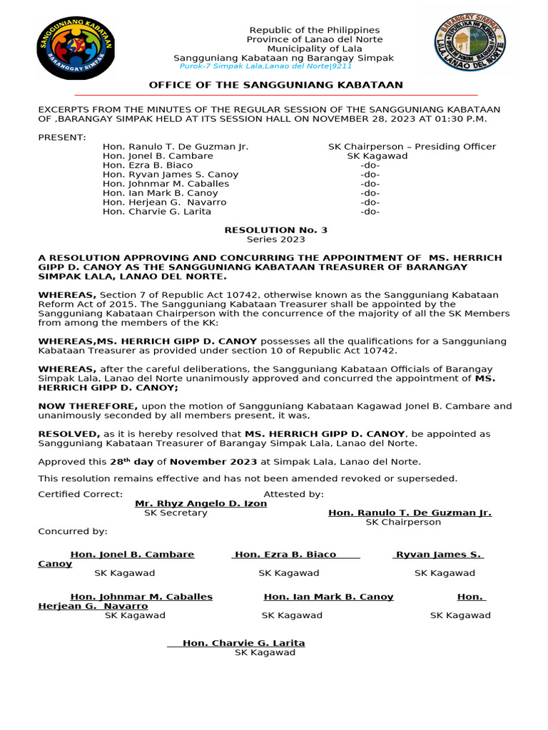 Resolution No.3 of 2023 Concurring | PDF | Youth | Youth Organizations