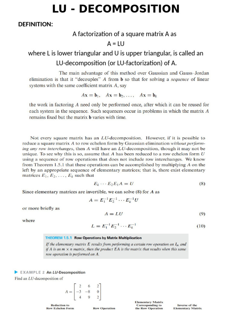 Lu - Decomposition | PDF