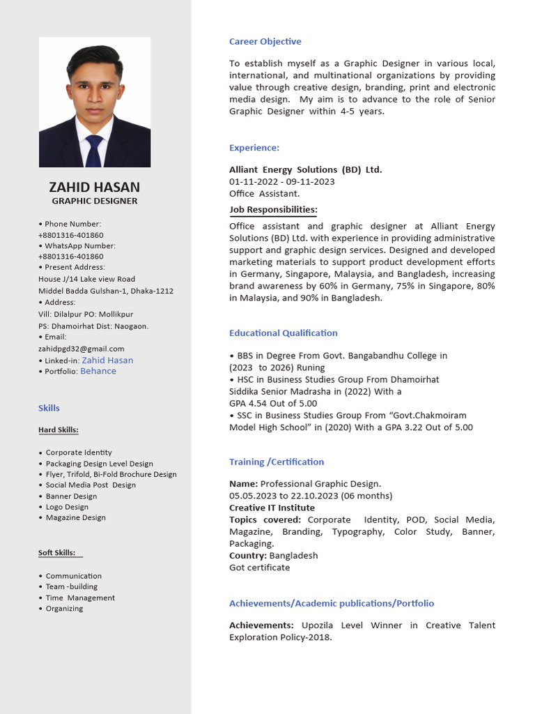 Zahid Hasan PGD-2319 Resume Update-2 | PDF | Design | Human Communication