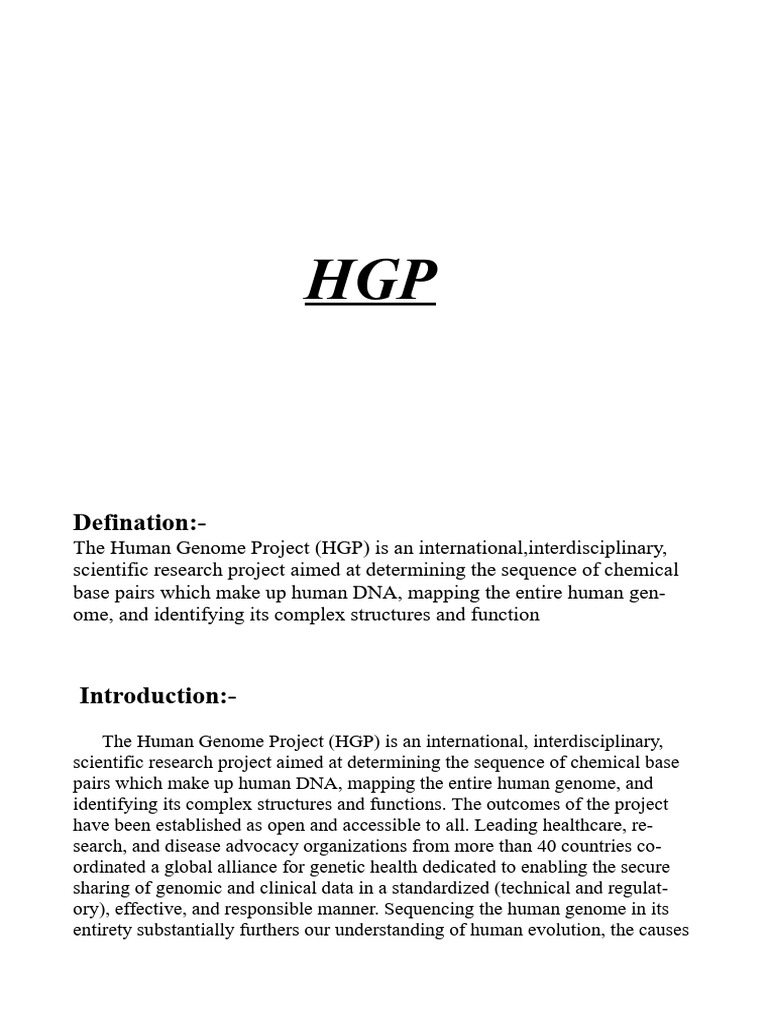 HGp pdf | PDF | Human Genome | Dna Sequencing