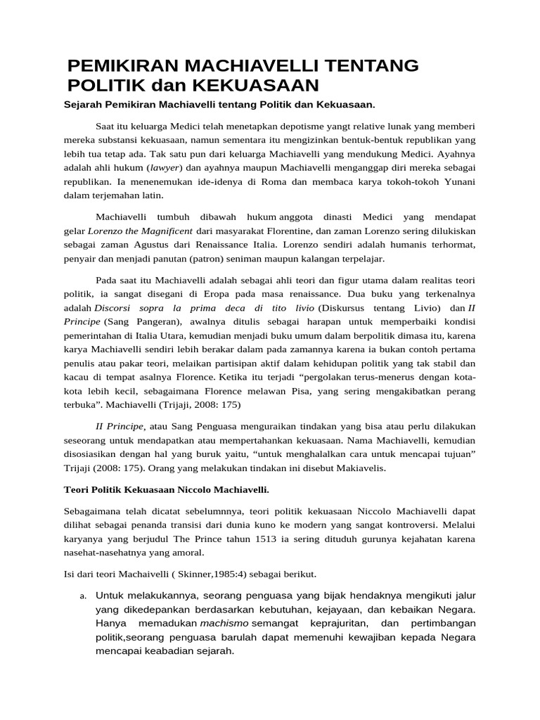 Machiavelli | PDF | Politik